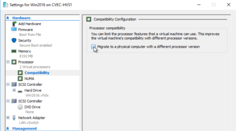 How-to Live Migrate VMs between two Hyper-V hosts with different processors - jcutrer.com